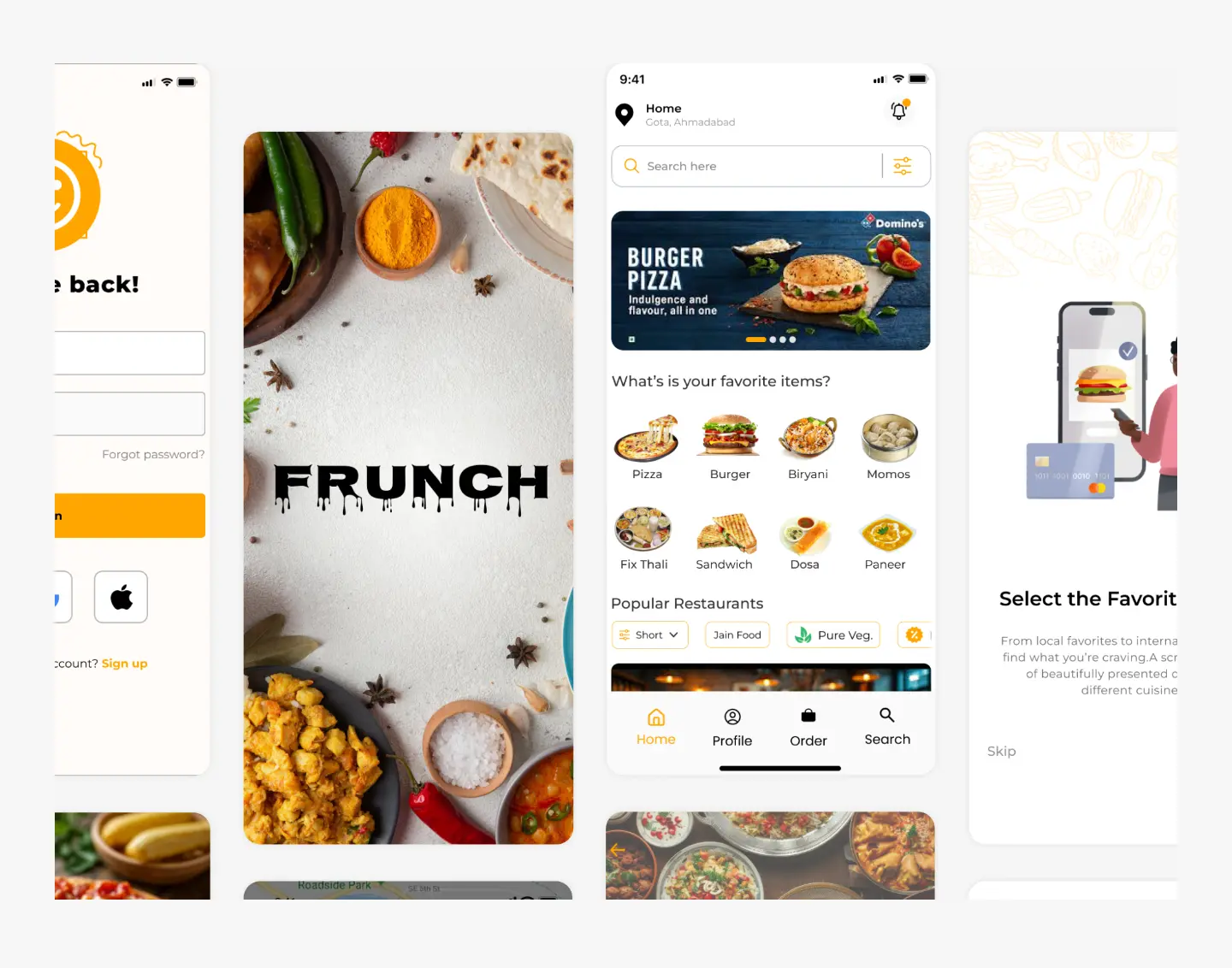 Mobile App Design for Food Delivery & Ordering | Upclues Portfolio